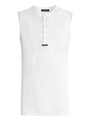 Dolce & Gabbana Button Sleeveless Tank Top - White