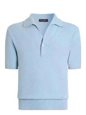 Dolce & Gabbana Collared Knitted Polo Shirt - Blue