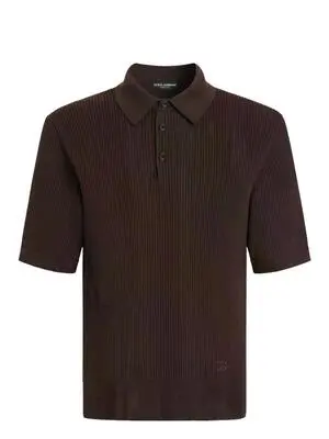 Dolce & Gabbana Ribbed Polo Shirt - Brown