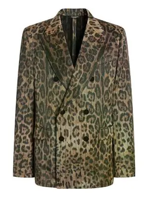 Dolce & Gabbana Leopard-print Double-breasted Jacket - Brown