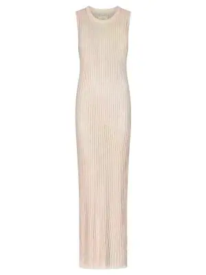 Loulou De Saison Icaria Semi-sheer Ribbed Knitted Maxi Dress - Pink