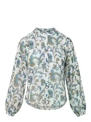 Veronica Beard Soleil Paisley V-neck Blouse - White