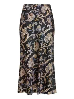 Veronica Beard Clover Floral Print Midi Skirt - Black