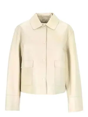 Moncler Flap-pocket Leather Jacket - Neutrals