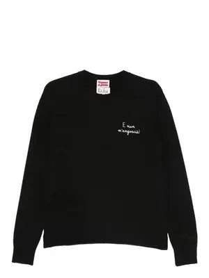 MC2 SAINT BARTH Long-sleeved Embroidered Sweater - Black