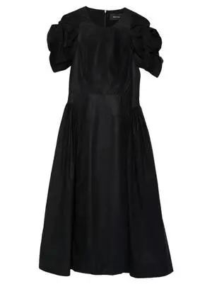 Simone Rocha Rose Puff-sleeve Midi Dress - Black