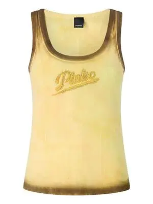Pinko Logo-embroidered Sleeveless Tank Top - Yellow