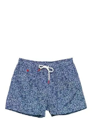 Kiton Floral-print Swim Shorts - Blue