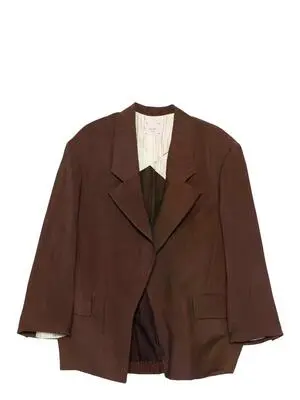 ALYSI Collared Jacket With Pockets - Brown