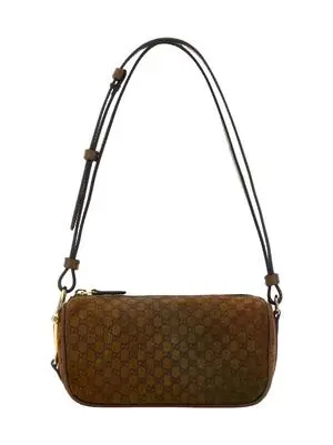 GUCCI GG Motif Suede Shoulder Bag