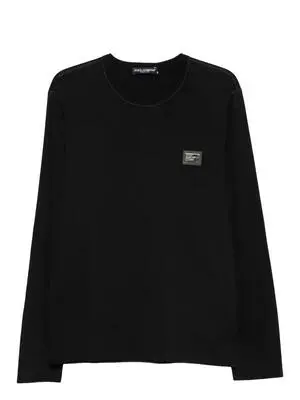Dolce & Gabbana Long-sleeve Logo-plaque T-shirt - Black