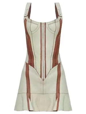 KNWLS Scallop Striped Mini Dress - Neutrals