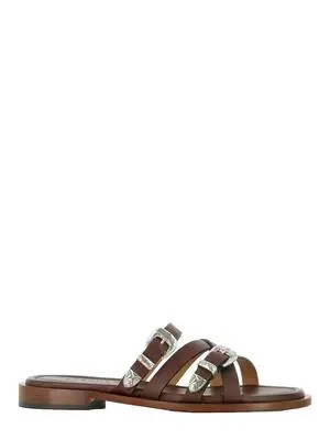 Sartore Buckle-strap Flat Sandals - Brown