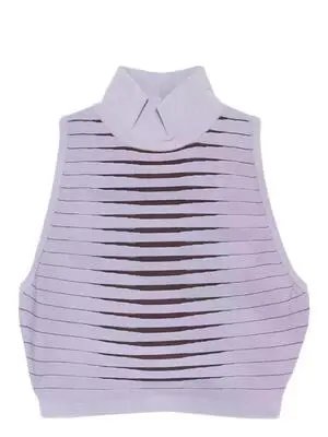 Elisabetta Franchi High-neck Ribbed Tank Top - Purple