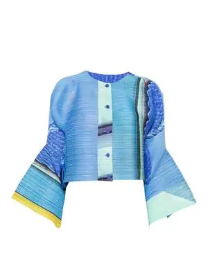Issey Miyake Pleated Buttoned Blouse - Blue