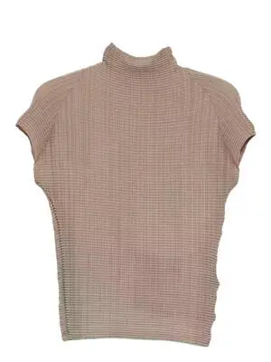 Issey Miyake Ribbed High-neck Top - Neutrals