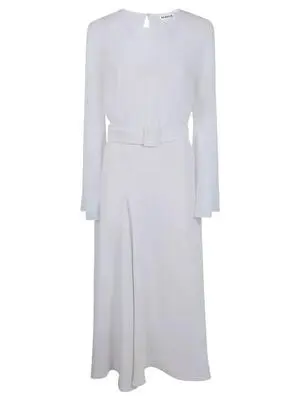 P.a.r.o.s.h Belted Long-sleeved Dress - White