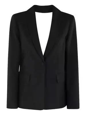 SEMICOUTURE Shawl Collar Single-button Blazer - Black