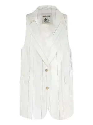 SEMICOUTURE Pinstripe Buttoned Waistcoat - White