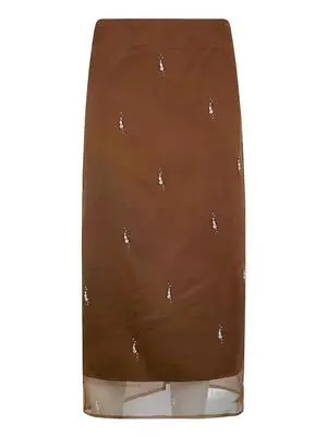 RÓHE Beaded Midi Skirt - Brown