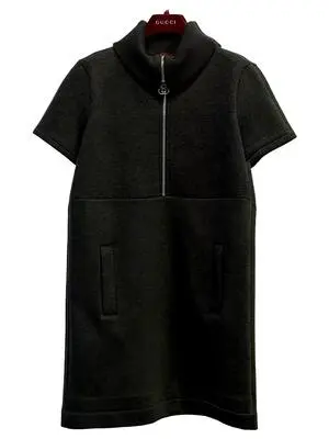 Gucci Collared Zip-up Dress - Black