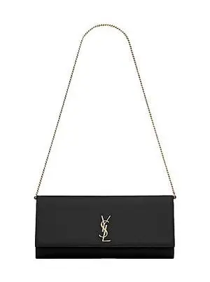 Saint Laurent Kate Clutch In Grain De Poudre Leather - Black
