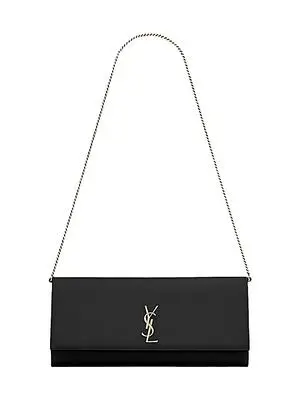Saint Laurent Kate Clutch In Grain De Poudre Leather - Black