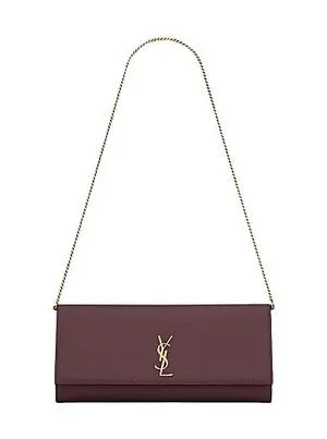 Saint Laurent Kate Clutch In Grain De Poudre Leather Rouge Cabernet