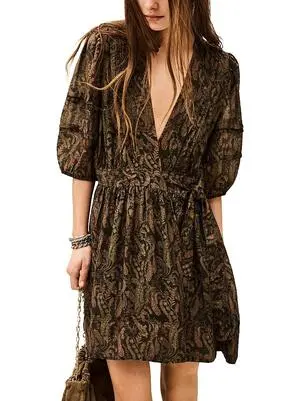 Ba&sh Teodora" Paisley Print Wrap Dress - Khaki