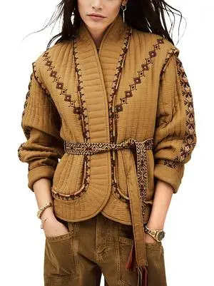 Ba&sh Quilted Cotton Jacket - Camel