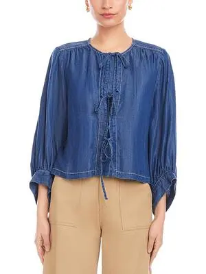 Fifteen Twenty Cassie Lantern Sleeve Top - Chambray