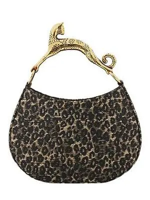 LANVIN Small Hobo Cat Raffia Bag - Beige/black.