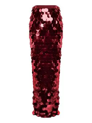 BALYKINA Sequined Maxi Skirt - Burgundy
