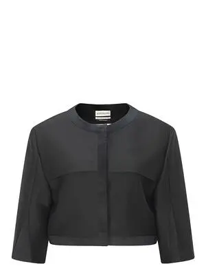 JULYCOLUMN Crop Wool-silk Jacket - Black