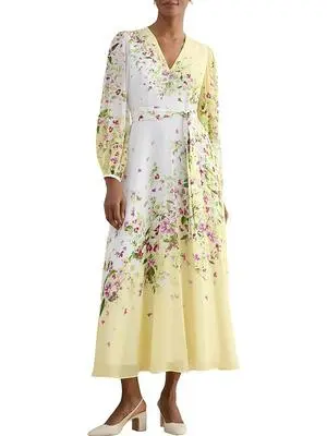 HOBBS LONDON Ariel Silk Floral Dress - Yellow Multi