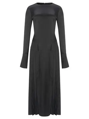 JULYCOLUMN Kiwa Silk Pleated Maxi Dress - Black