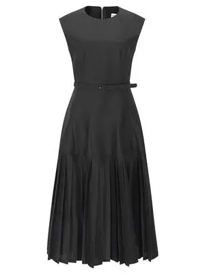 JULYCOLUMN Wool-silk Pleated Midi Dress - Black