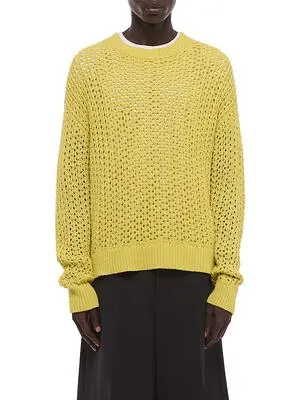 Helmut Lang Open Stitch Crewneck Sweater - Chartreuse