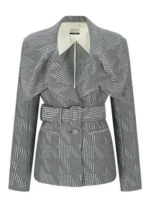 JULYCOLUMN Kiwa Jacquard Tailored Jacket - Dark Wash