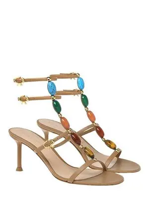GIANVITO ROSSI Shanti 70 Sandals - Brown Nappa Leather