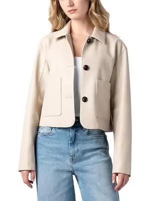 Blanknyc Faux Leather Button-front Jacket - Cloud Dancer