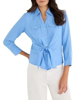 NIC+ZOE Iconic Tie Front Shirt - French Blue