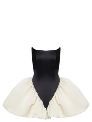 BALYKINA Cady-satin Bubble Mini Dress - Black