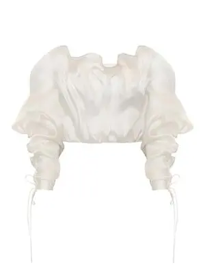 ANDRES OTALORA Donde Permanece Off-the-shoulder Silk-organza Top - Off-white