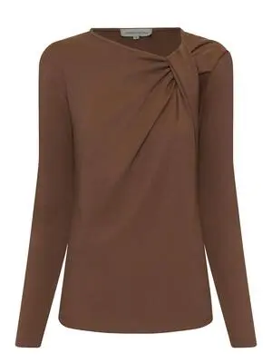 ANDRES OTALORA Lo Ancestral Twist-detailed Stretch-cotton Top - Brown