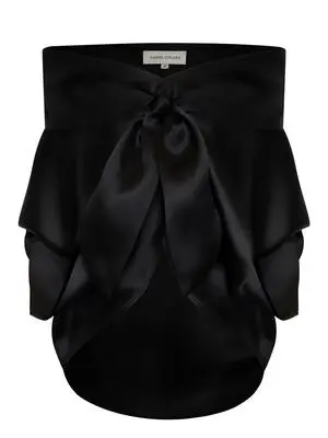 ANDRES OTALORA Tie-detailed Off-the-shoulder Silk Blouse - Black
