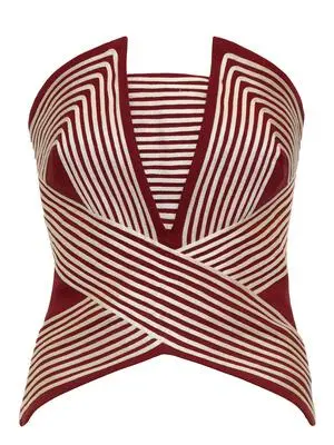 ANDRES OTALORA Embroidered Strapless Bodice - Red