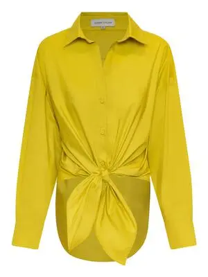 ANDRES OTALORA Andres Otalora Cotton Shirt With Front Tie Detail Lime Green