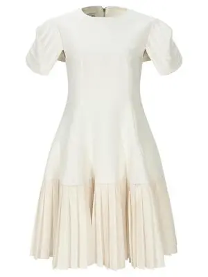 JULYCOLUMN Wool-silk Pleated Mini Dress - Ivory