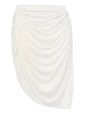 BALYKINA Satin Draped Midi Skirt - Ivory